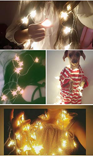 E-lishine 19ft /40LED Stars String Light Battery Operated,Decorative Stars Lights for Home, Party, Christmas, Wedding, Garden (19, Warm White)