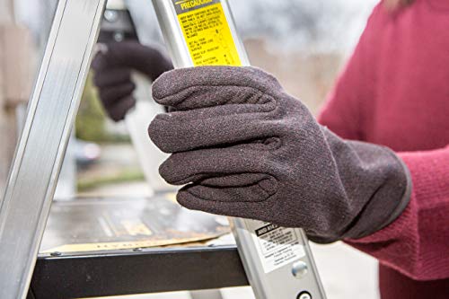 G & F 4414L-DZ Brown Jersey Winter Work Gloves with Red Fleece Lining, Large, 12-Pair