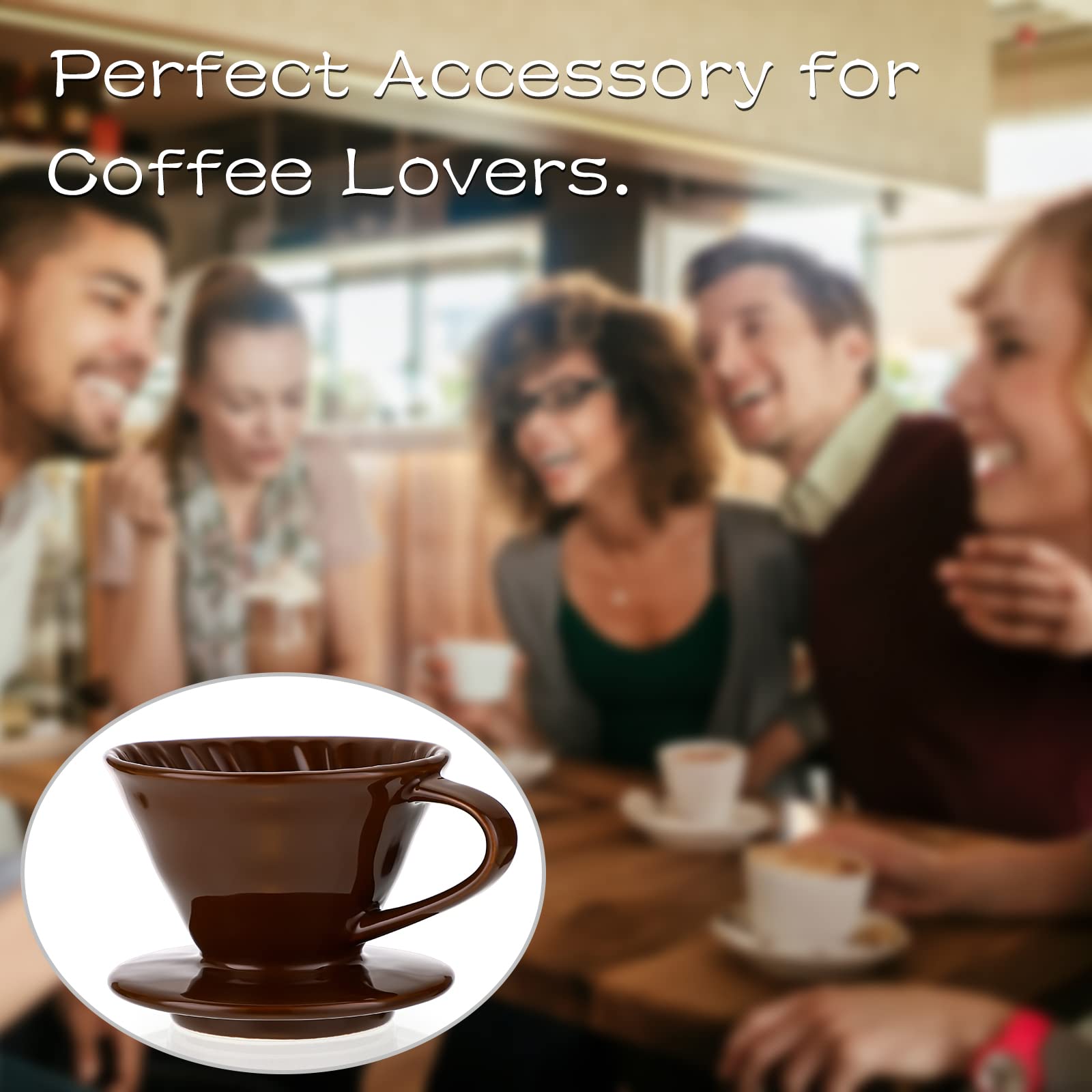 ELLDOO Ceramic Pour Over Coffee Dripper, Coffee Dripper Cone Brewer, Pour Over Cone Coffee Maker Slow Brewing Accessories for Home Office Cafe, 1 Cup Size, Red