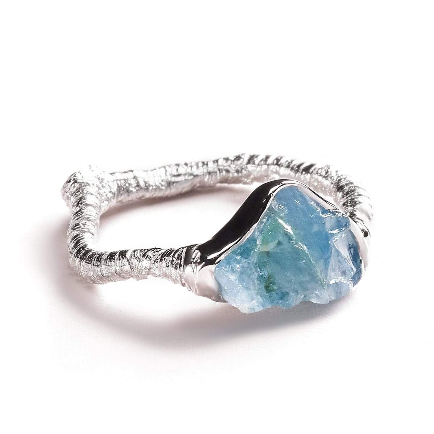 german kabirski 8.60 Carat Blue Aquamarine Handmade Ring in 925 Sterling Silver with White Rhodium Plating Size 7.5