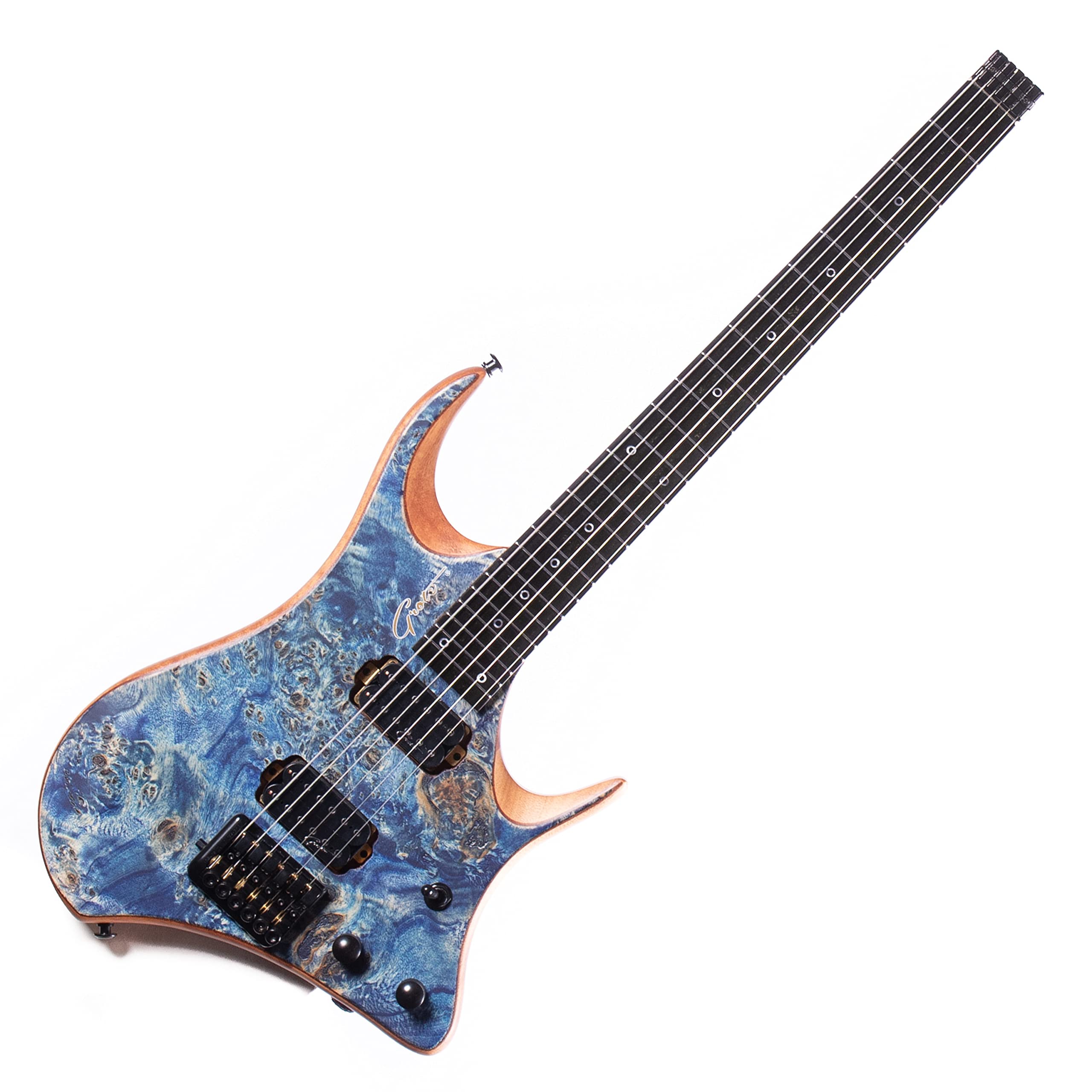 Grote Headless 6 Strings Electric Guitar Mahogany Body with Gigbag GRHL-2 (Blue)
