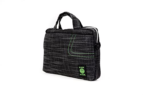 DIME BAGS Side Hustler | Hemp Computer Bag | Padded Commuter Shoulder Bag (15 inch, Black)