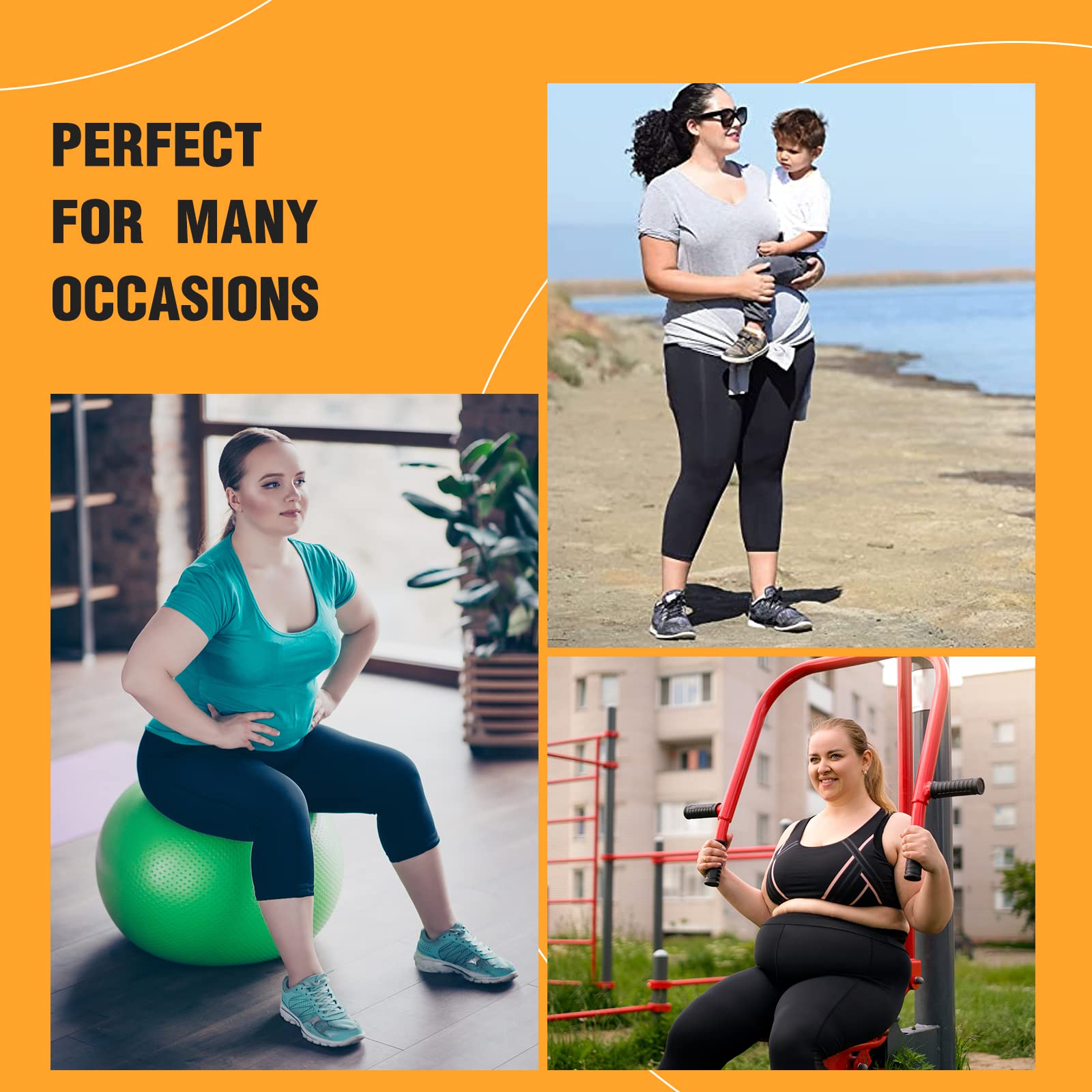 GROTEEN 3 Pack Plus Size Capri Leggings for Women-High Waisted Tummy Control Workout Black Yoga Pants