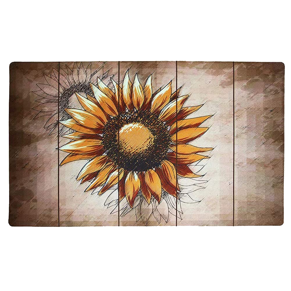 E-view Welcome Doormat for Front Door Non Slip Rubber Floor Mat - Decorative Doormats for Entrance Way Outdoors Indoors Door Mat Entrance Rug for Home Patio Garden 29" x 17.3" (Rustic Sunflower)