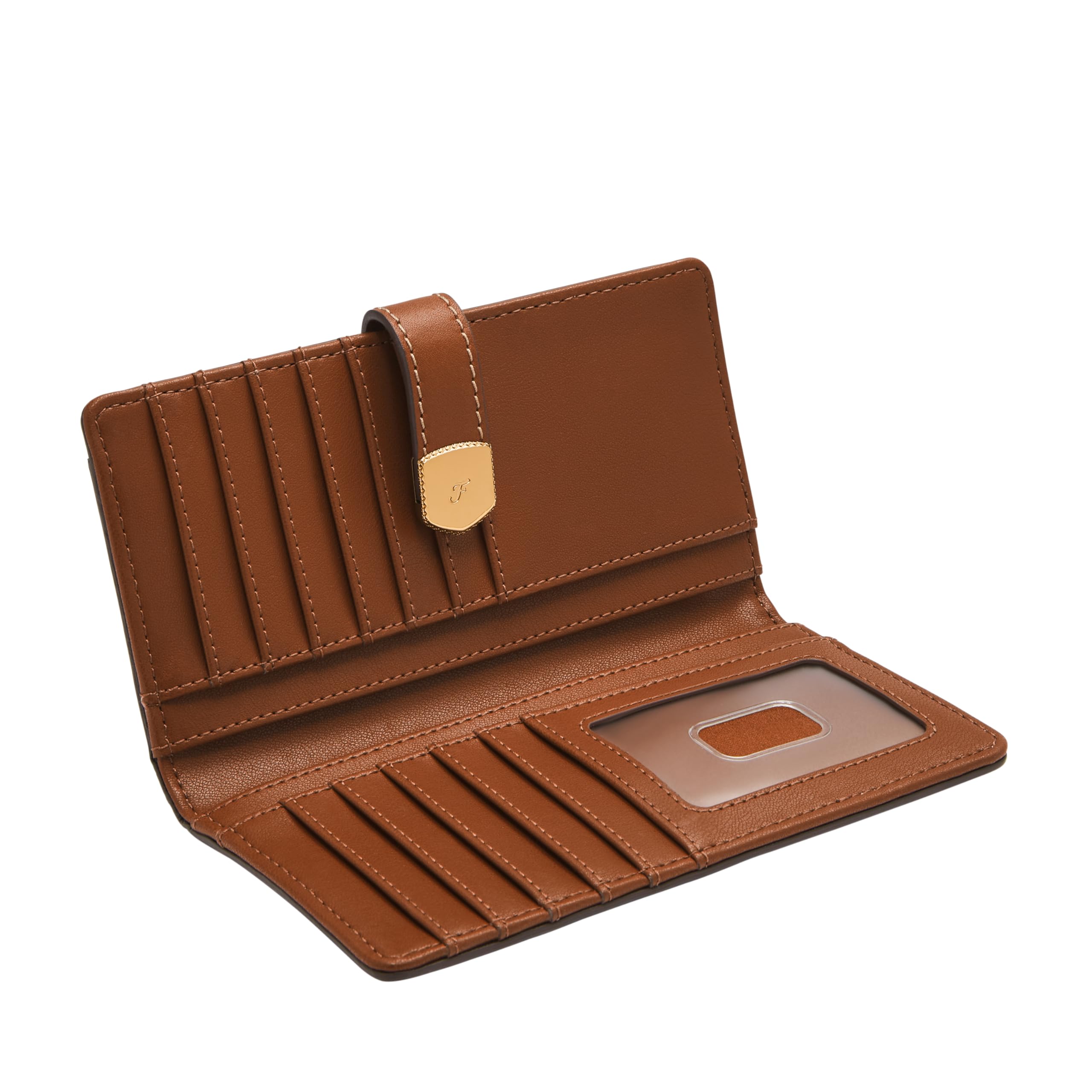 Fossil Women's Lennox Leather Tab Clutch Wallet, Medium Brown (Model: SL10036200)