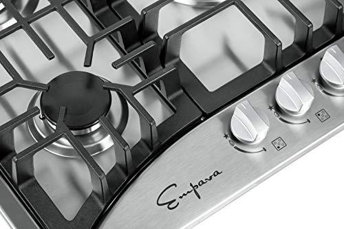 Empava 30 Inch Gas Cooktop with 5 World Class Made in Italy SABAF Burners, LPG/NG Convertible, Ideal RV Top Stoves for Kitchen, Stainless Steel