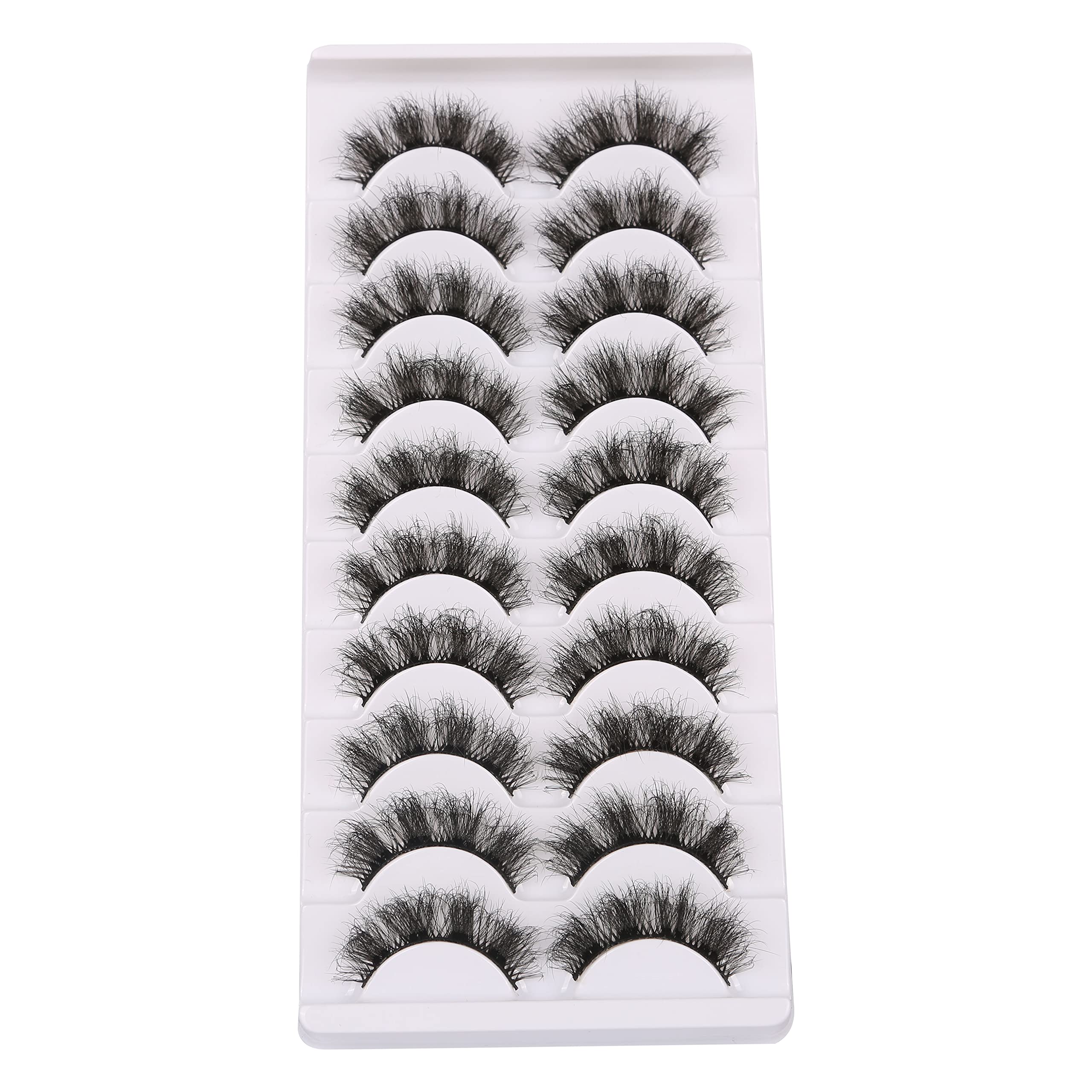 Himirell Fluffy False Lashes Short Natural Faux Mink Eyelashes D Curl Thick Volume Fake Eyelashes Natural Look 10 Pairs Pack