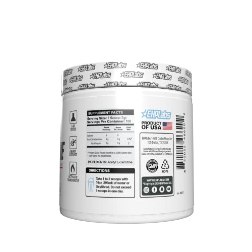 EHP Labs Shred + Acetyl Bundle - OxyShred Thermogenic Pre Workout Powder & Shredding Supplement - Acetyl L-Carnitine - Supports Natural Energy, Aids Metabolism, & Healthy Brain Function