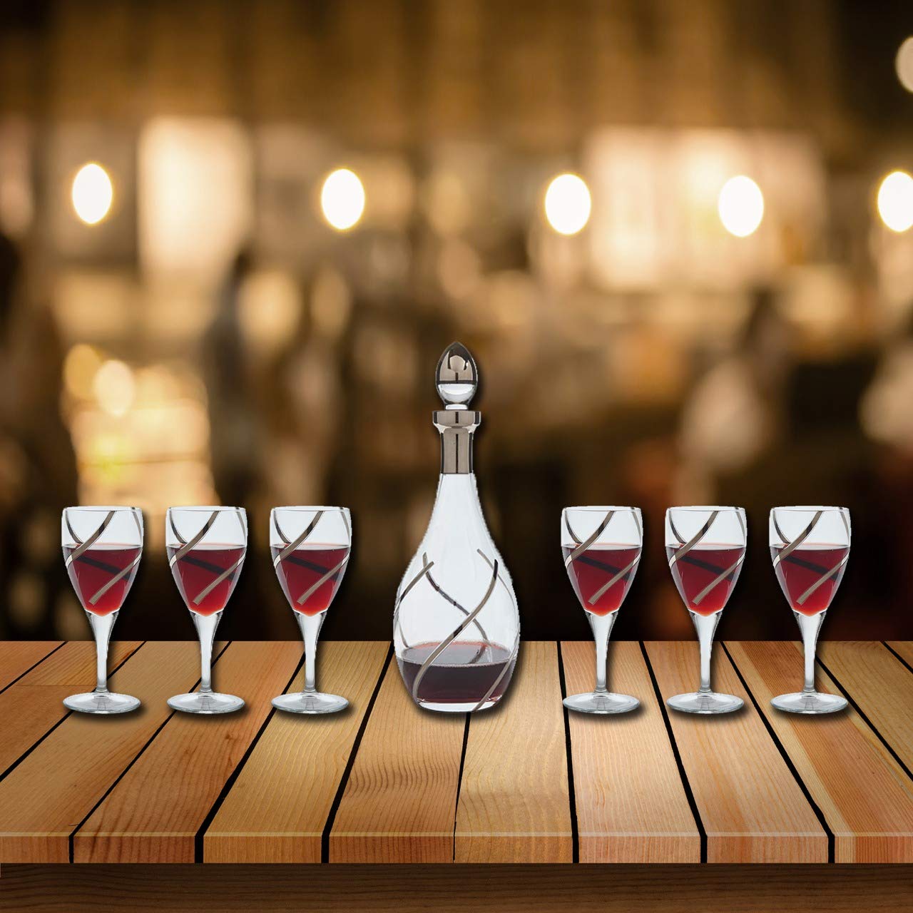 Glazze Crystal VNG-080-PL Red Wine Glasses Set | Hand-Cut with an Interwoven 24K Platinum Detailing Throughout | Stunning Stemware Designed to Perfection | Set of 6, 8.5" Tall 10 oz capacity