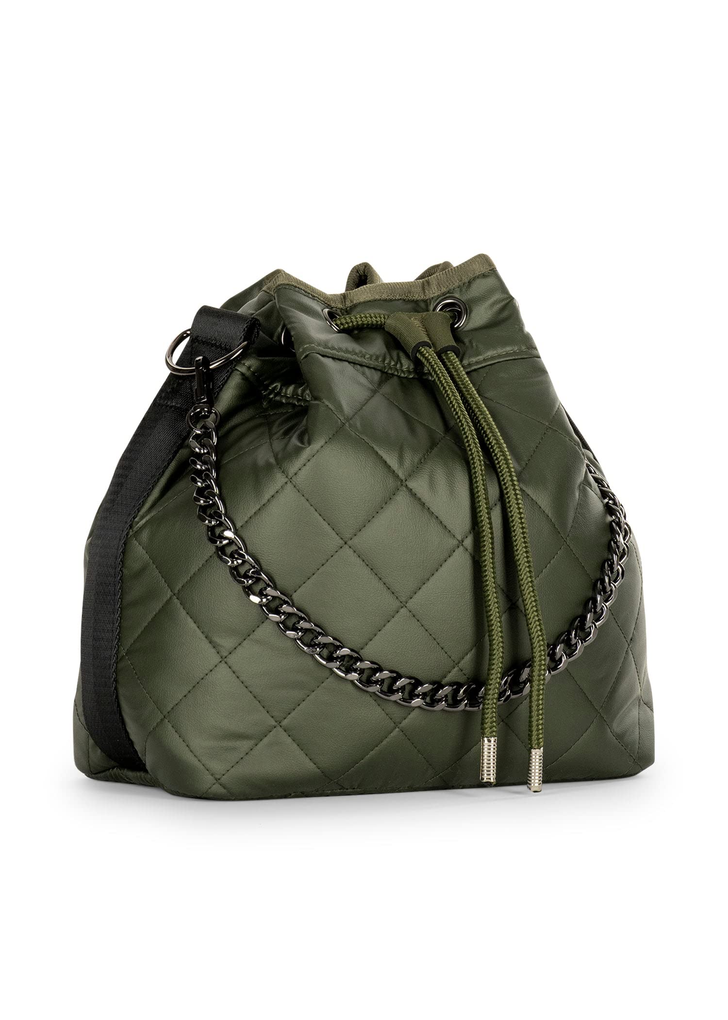 Haute Shore - Lindsey Avenue Puffer Bucket Bag, Army Green