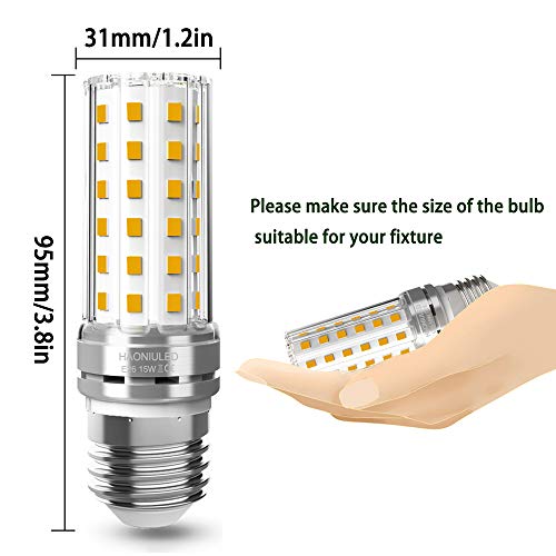 E26 Led Bulb Warm White 3000K,15W LED Candelabra Light Bulbs 150 Watt Equivalent,1500lm,E26 Standard Base Decorative,Decorative Candle,LED Chandelier Bulbs,Non-Dimmable LED 4 Packs