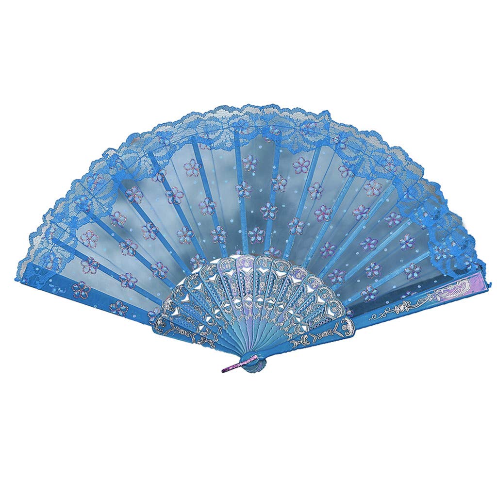Hand Fans Folding fan Special offer folding hand-held fan Chinese style dance party wedding lace silk Dance Wedding Party Lace Silk Folding (Color : G)