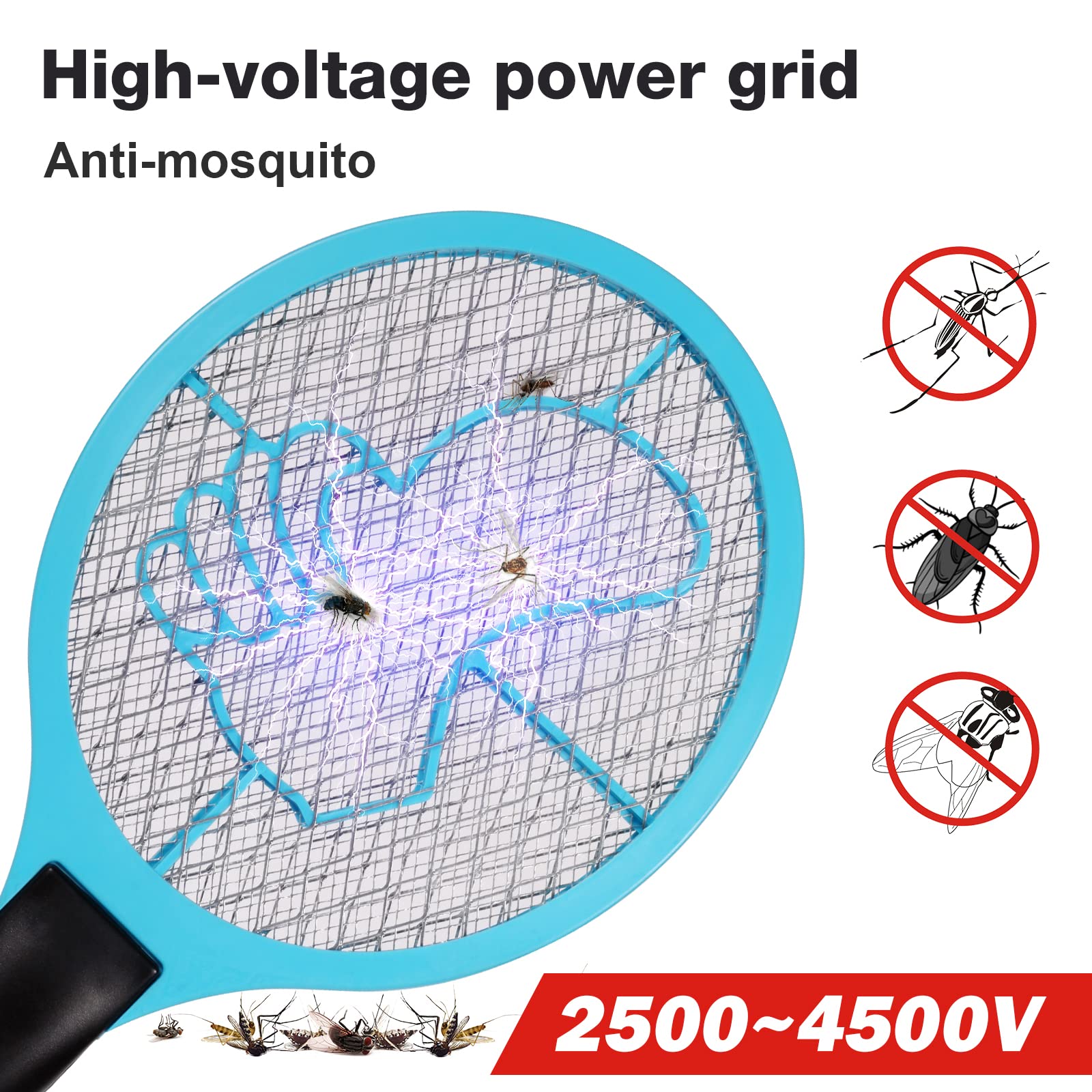 SUPERDRIVE Bug Zapper 2 Pack 3000 Volts Electric Fly Swatter Fly Killer Racket for Indoor and Outdoor 2AA Batteries not Included,Circularā¦