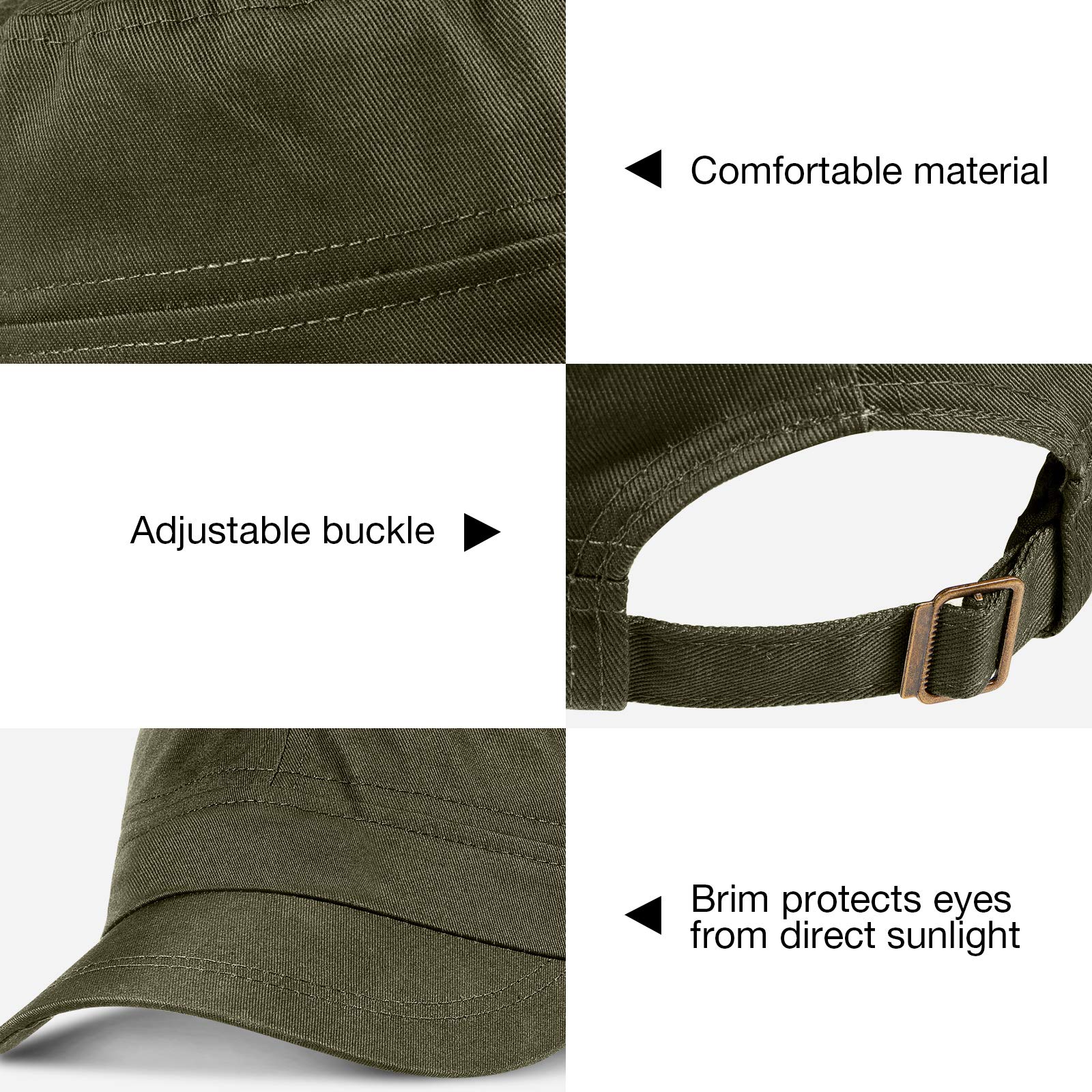 Geyoga 4 Pieces Cadet Army Caps Military Adjustable Flat Top Caps Cotton Unisex Cadet Hat Costume Army Hat