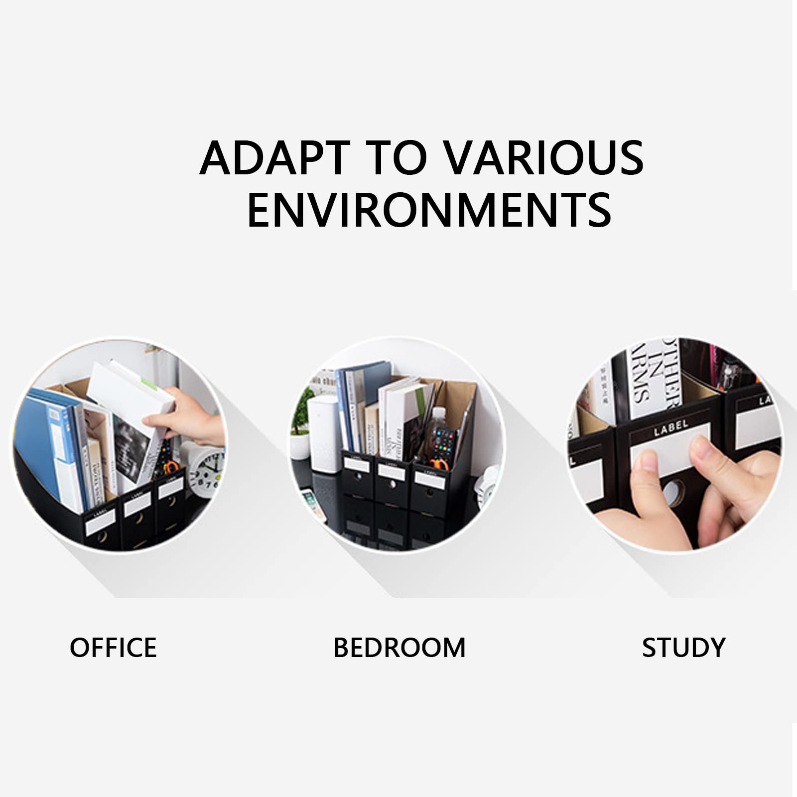 EWAFILU 15 Pack Black Foldable Desk File Holder, Cardboard Magazine Storage Box with Labels for School Office Desk Supplies