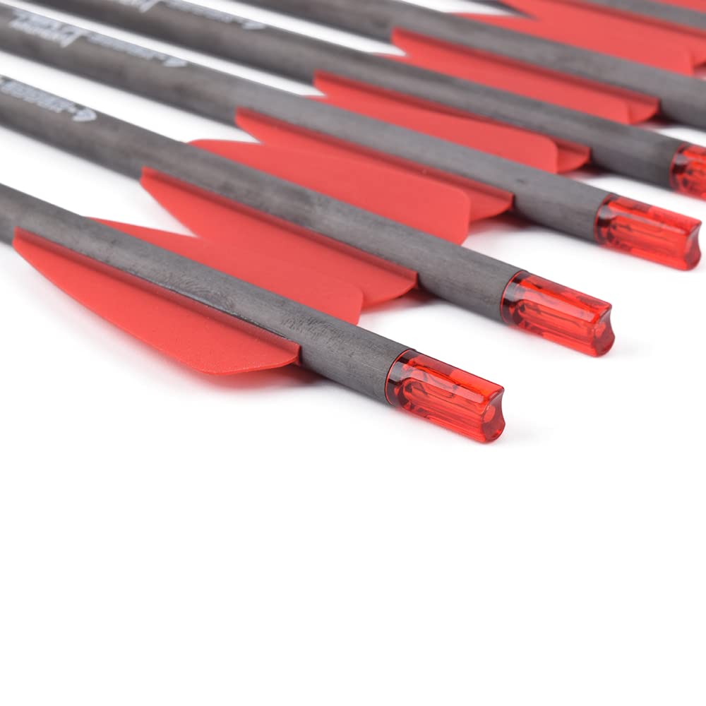 ELONG OUTDOOR 7.5" inch R9 Crossbow Bolts Carbon Arrows 2" Red Vanes with 100grain tips for Hunting Shooting Targeting