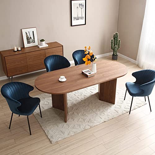 JURMALYN 78" Mid Century Modern Dining Table, Oval Wood Dining Room Table for 4 6 8 Walnut Kitchen Table for Farmhouse Meeting Room Reception Room (Table Only)