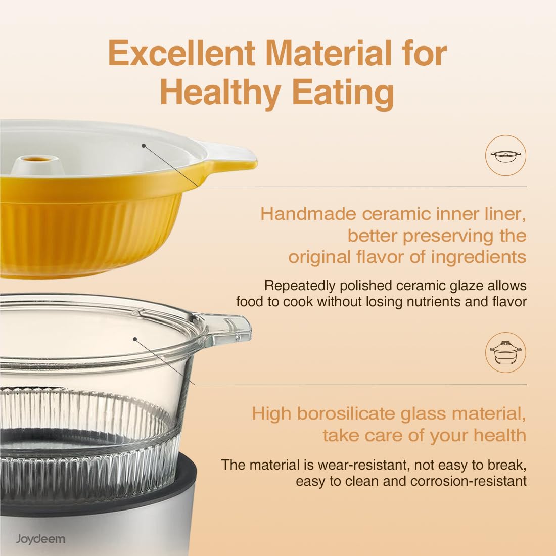 Joydeem Electric Glass Steam Cooker, Ceramic Tagine Pot for Soup, Hot Pot, Seafood, Multi-use Chinese Stew Pot, JD-ZQG9099