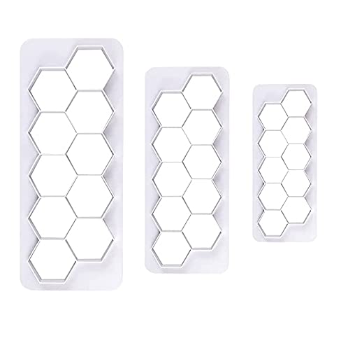 EDOBLUE 3 Sizes Hexagon Cookie Cutter DIY Cake Hexagon Biscuit Cutters for Creative Cake Decorating Polymer Clay Crafting Projects and Cake Cupcake Making