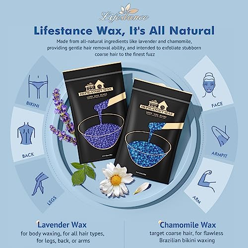Lifestance Premium Waxing Kit- L1 Wax Warmer for Hair Removal Kit- Wax Starter Kit with 59 Items-Hard Wax Kit for Full Body- Legs- Face- Eyebrows- Bikini-Brazilian