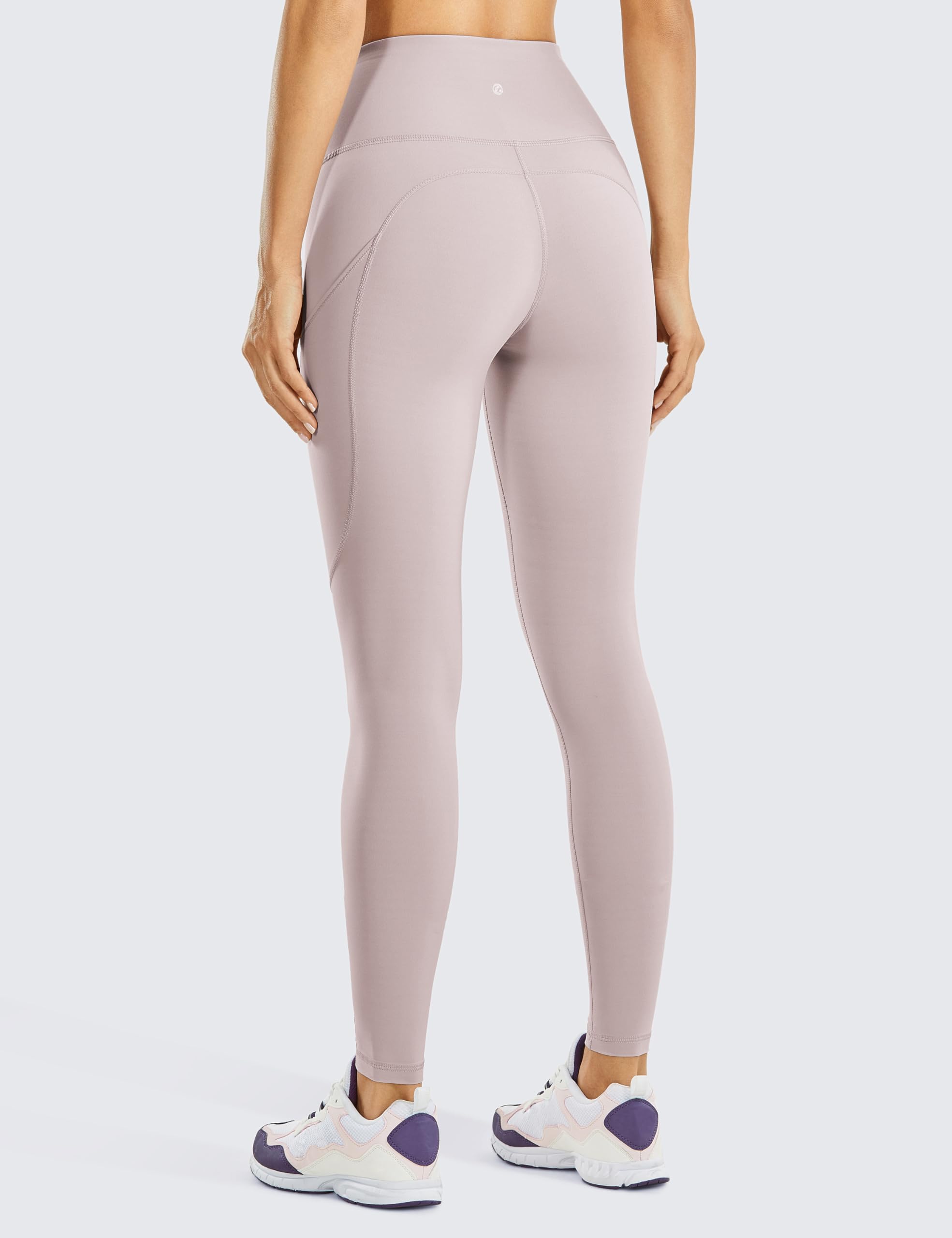 CRZ YOGA Women's Naked Feeling Light Running Leggings 28 Inches - High Waisted Compression Workout Pants with Pockets Black Small