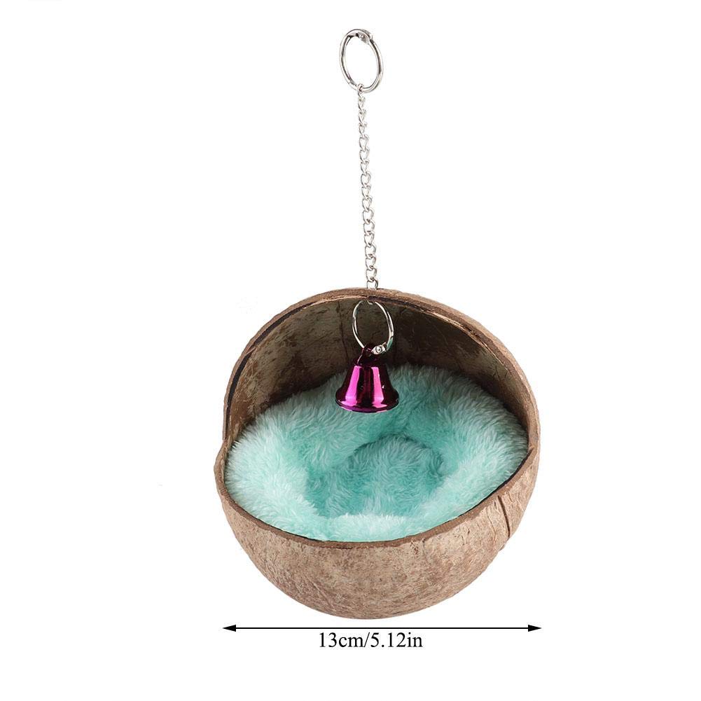 Elprico Bird Nest Natural Coconut Husk Breeding Bed Parrot Nesting Box Cage Hatch House Hut with Mat and Bell for Parakeet Rabbit Bunny Dove Hamster