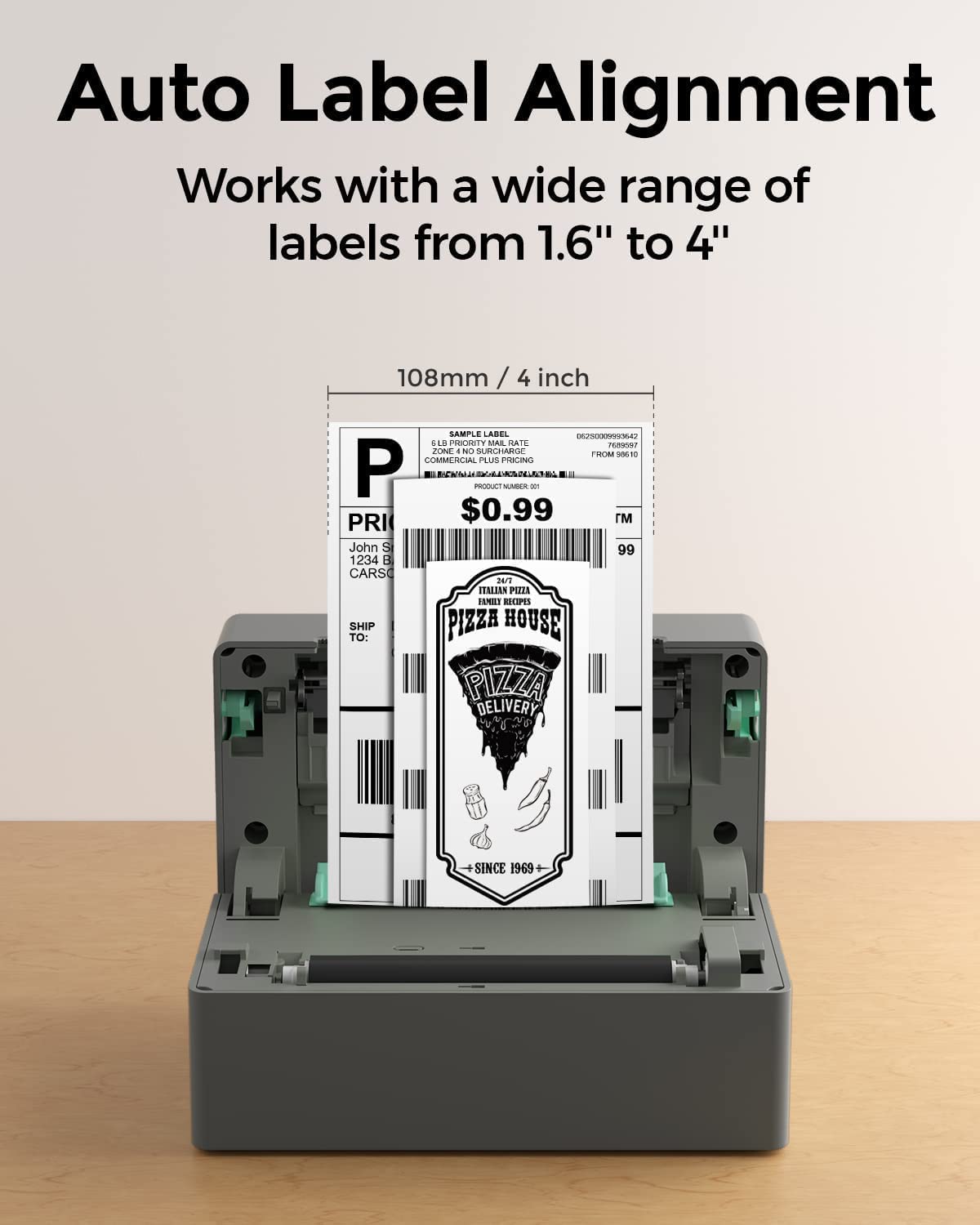 paperang Bluetooth Thermal Printer for Shipping Label (4 x 6 in), 203 DPI Portable Sticker Label Maker, Wireless Printing from iOS & Android Phone via App, Connect Mac & Windows OS with USB
