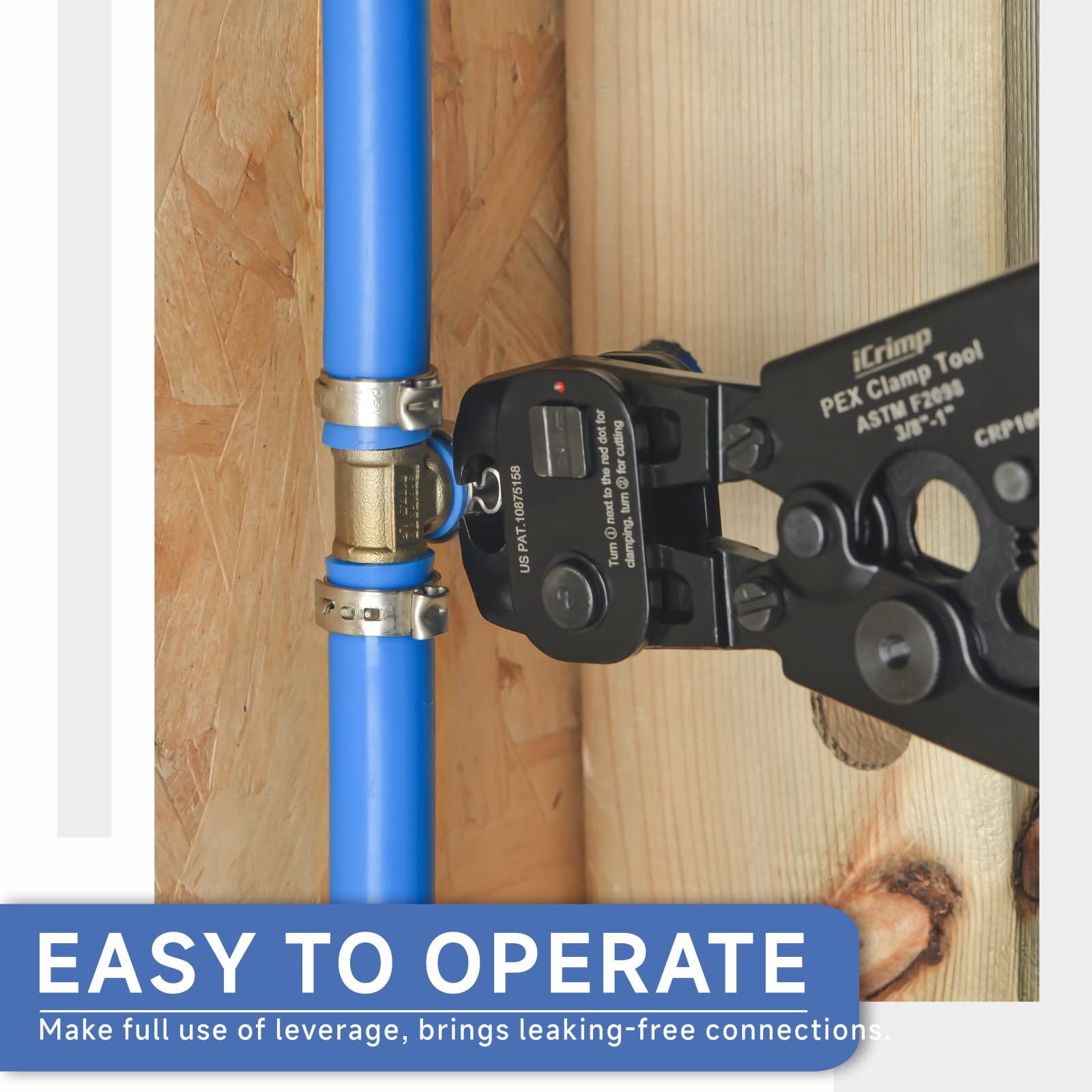 iCRIMP Ratchet PEX Cinch Tool with Removing function for 3/8 to 1-inch Stainless Steel Clamps with 20PCS 1/2-inch and 10PCS 3/4-inch PEX Clamps and Pipe Cutter- All in One