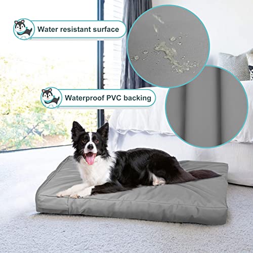 Waterproof Dog Bed Cover Canvas Washable Dog Crate Pad Replacement Cover, 34Lx22Wx3.5H inch, Gray