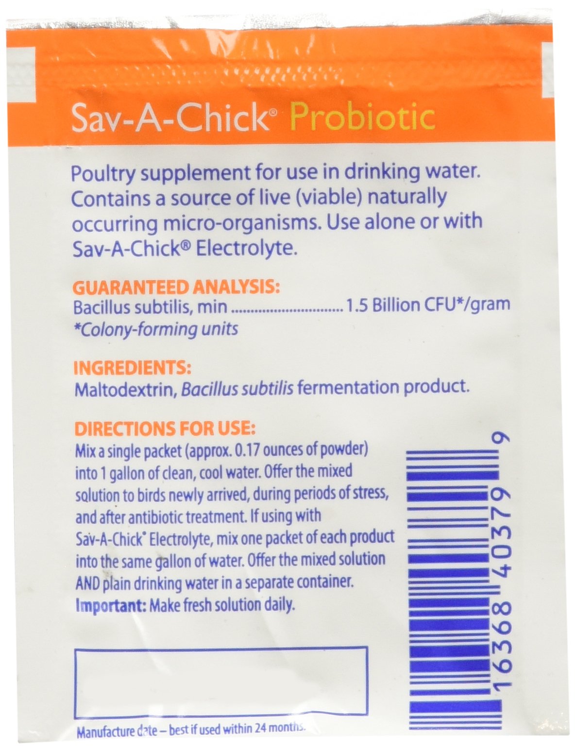 Sav-A-Chick Probiotic 3 packets .17oz