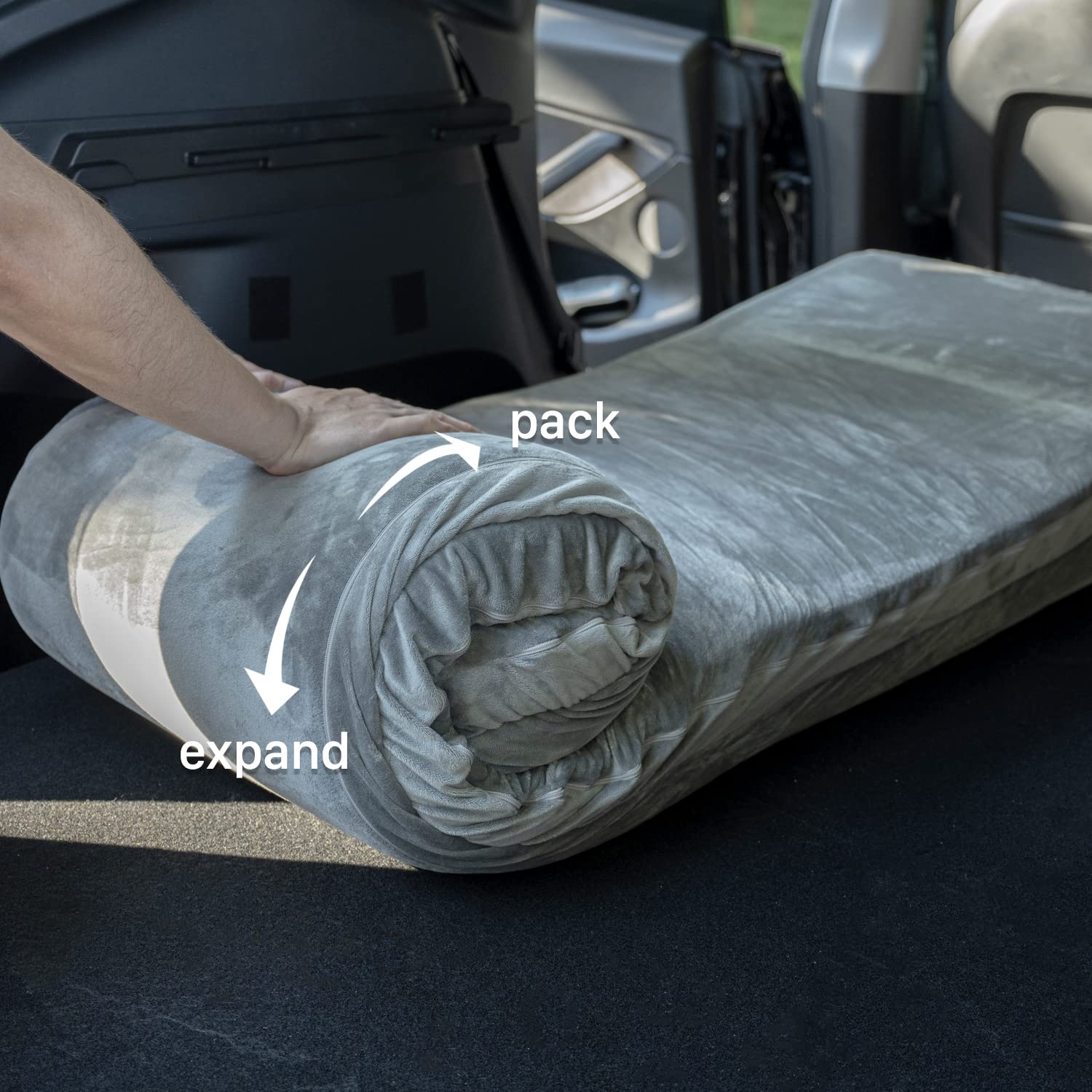 Zenosyne Car Mattress for Tesla Model Y, Car Bed Mattress, Car Camping Mattress, Car Sleeping Pad for Tesla Model Y, CertiPUR Memory Foam with Free Sheet and Pillows