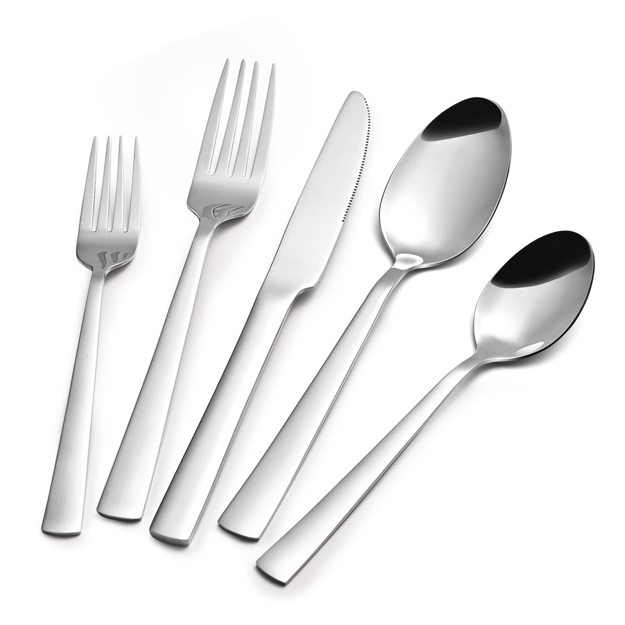 KINGSTONE 40-Piece Silverware Service for 8 - Premium Stainless Steel Flatware Set, Basic Silverware Set, Modern Utensils Set for Everyday Use, Lightweight Cutlery Set Easy to Carry