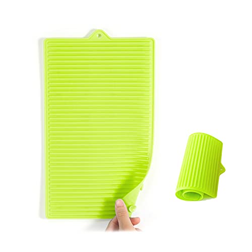 Tutuone Foldable Washboard Silicone Portable Soft laundry board Mini Travel Washboard for Hand Washing Multifunctional Household Clean Mat (Green)