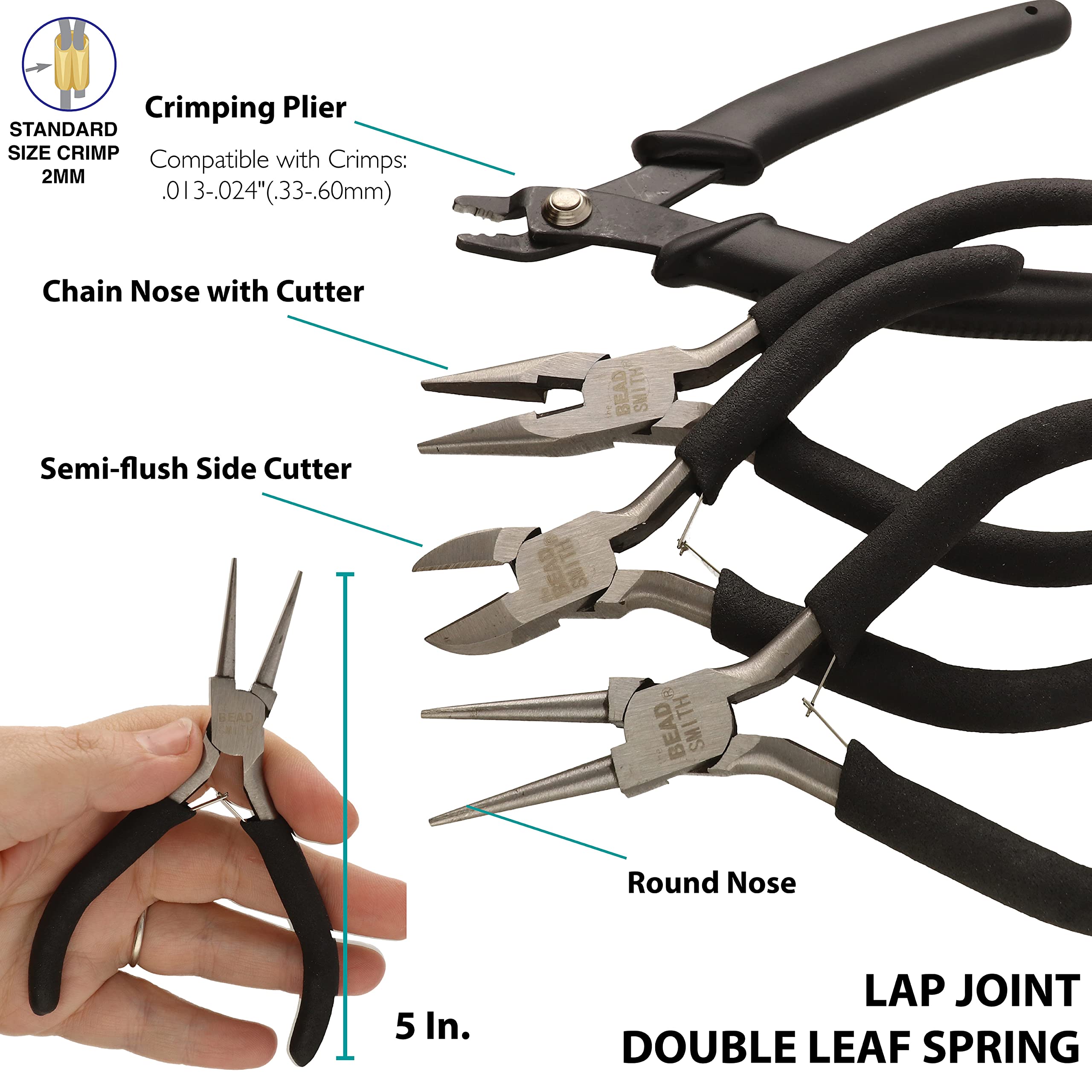 The Beadsmith Bead Folio Kit – Basic Elements – 28” U Channel Bead Board with Lid, Zippered Storage Case & 4-Piece Plier Set– Keep Your Designs, Beads & Tools Secure – Jewelry Making Supplies