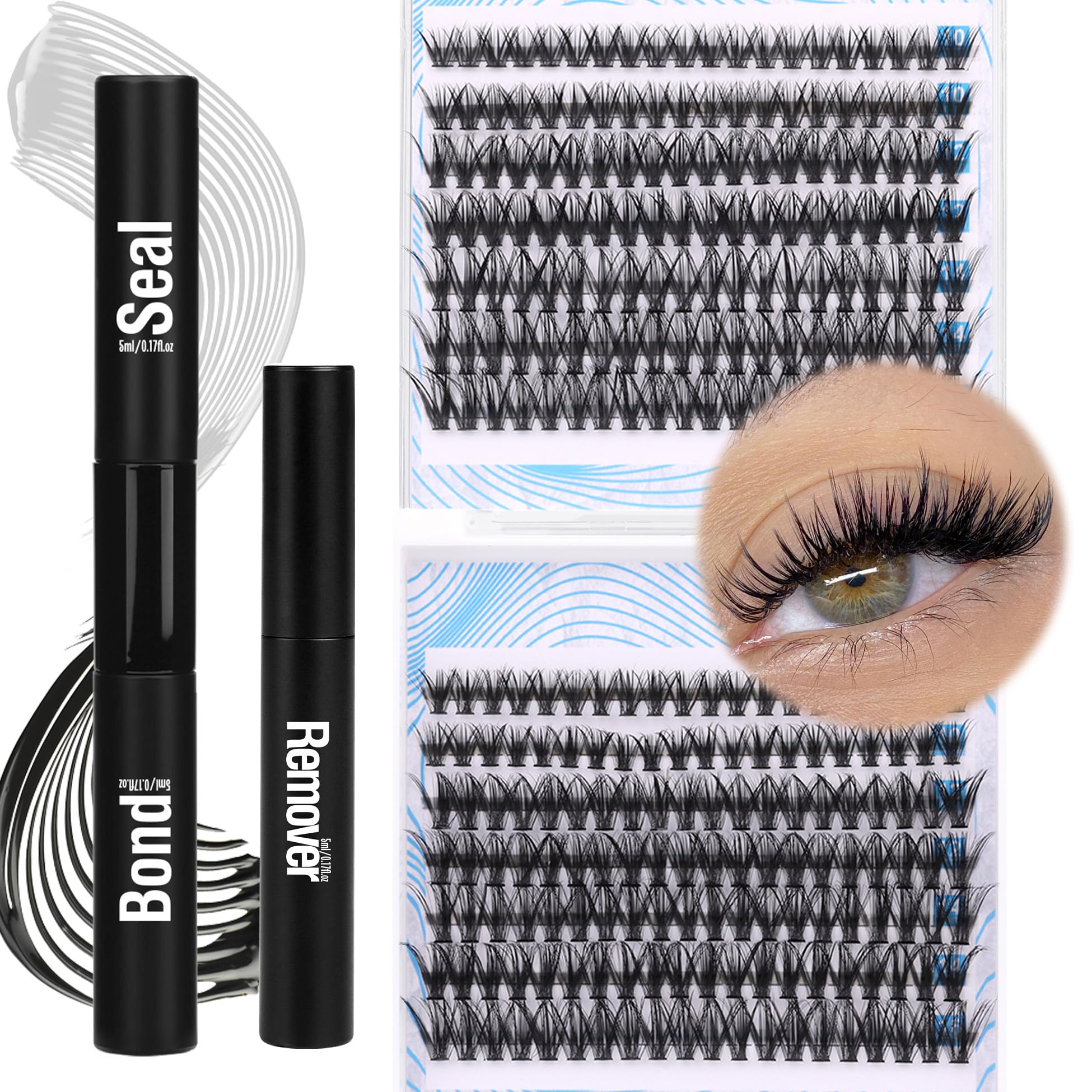 DIY Lash Extension Kit 280 Pcs Cluster Lashes Kit Wispy CC Curl Eyelash Extension Kit 10-16MM Mixed Lengths Eyelash Clusters with Lash Bond and Seal and Remover Kit by Mavphnee