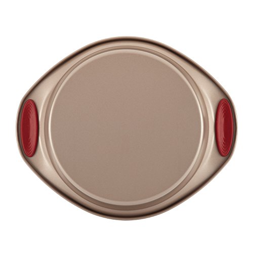 Rachael Ray Cucina Nonstick Bakeware Set Baking Cookie Sheets Cake Muffin Bread Pan, 10 Piece, Latte Brown with Cranberry Red Grips