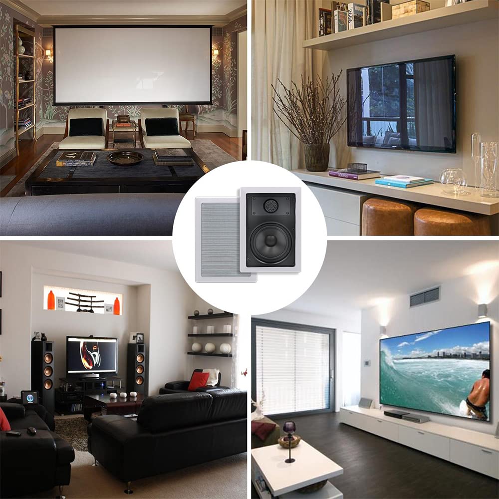 Herdio 5.25 Inch Ceiling Speakers Flush Mount in Wall Speakers Perfect for Home,Living Room,Kitchen,Office