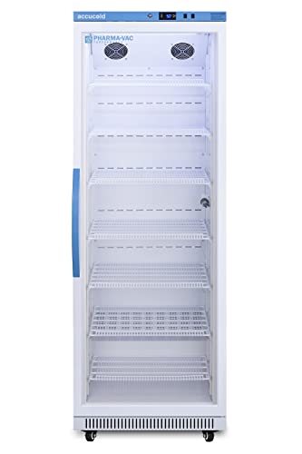 Summit Appliance ARG18PV Performance Series Pharma-Vac 18 Cu.Ft. Upright Glass Door All-refrigerator with Silver-ion Handle, Interior Light, Access Port and Hospital Grade Cord Green Dot Plug, White