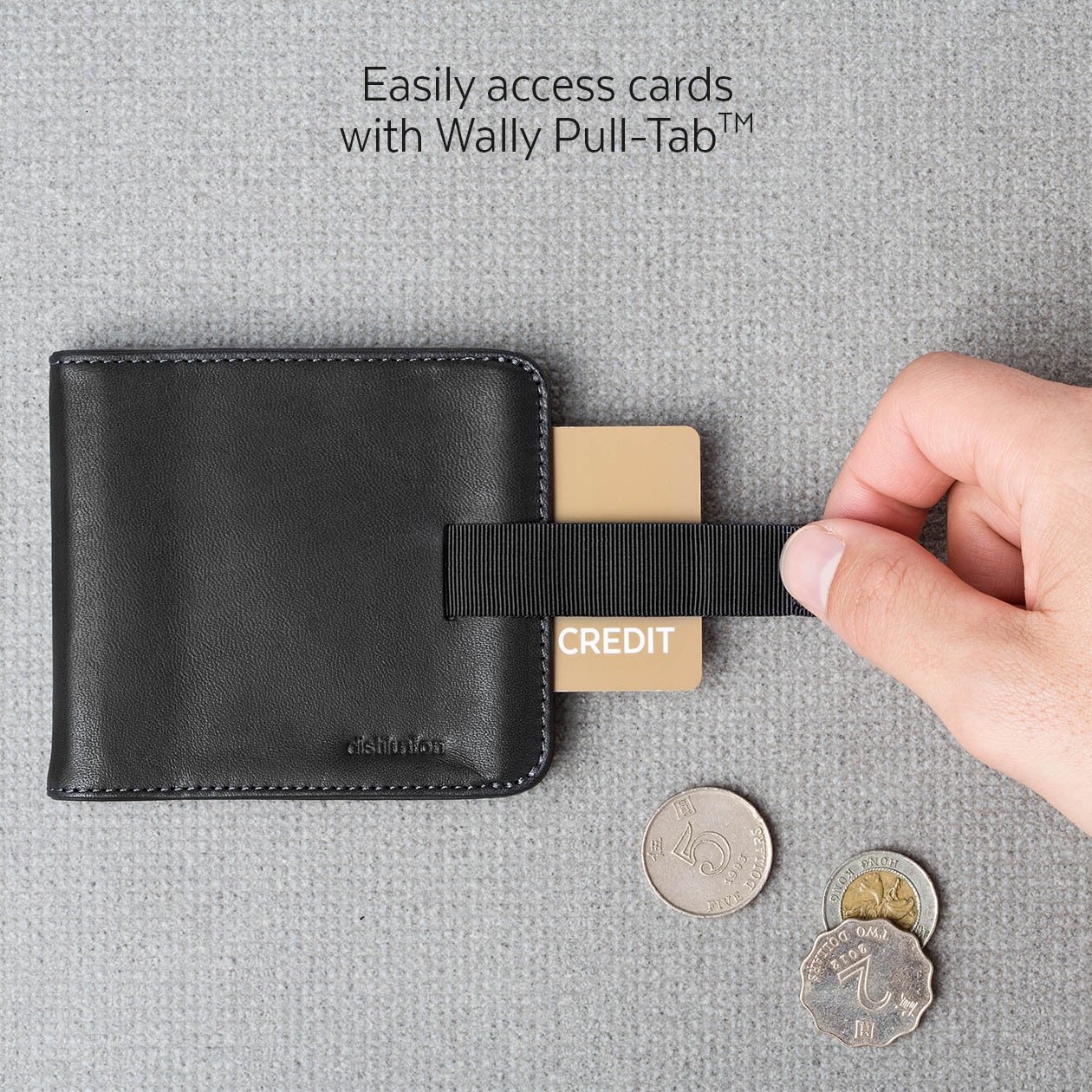 Distil Union - Wally Euro, Slim Leather Wallet with Coin Pouch and Money Clip (Ink)