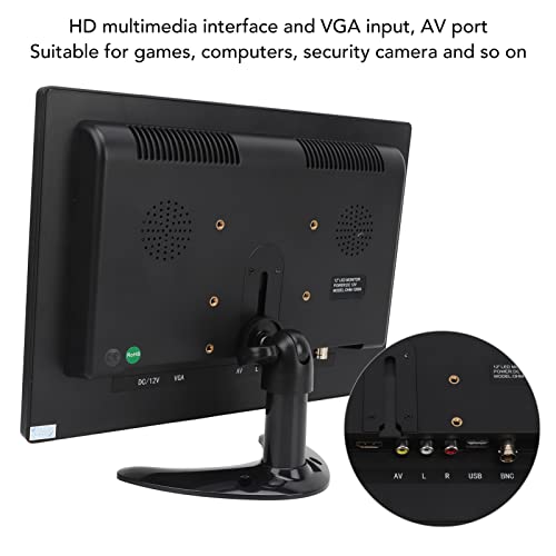 HD Color Screen, Remote Control 100-240V Dual Speakers 12 Inch TFT LCD Monitor HD Multimedia Interface for Home PC (US Plug)