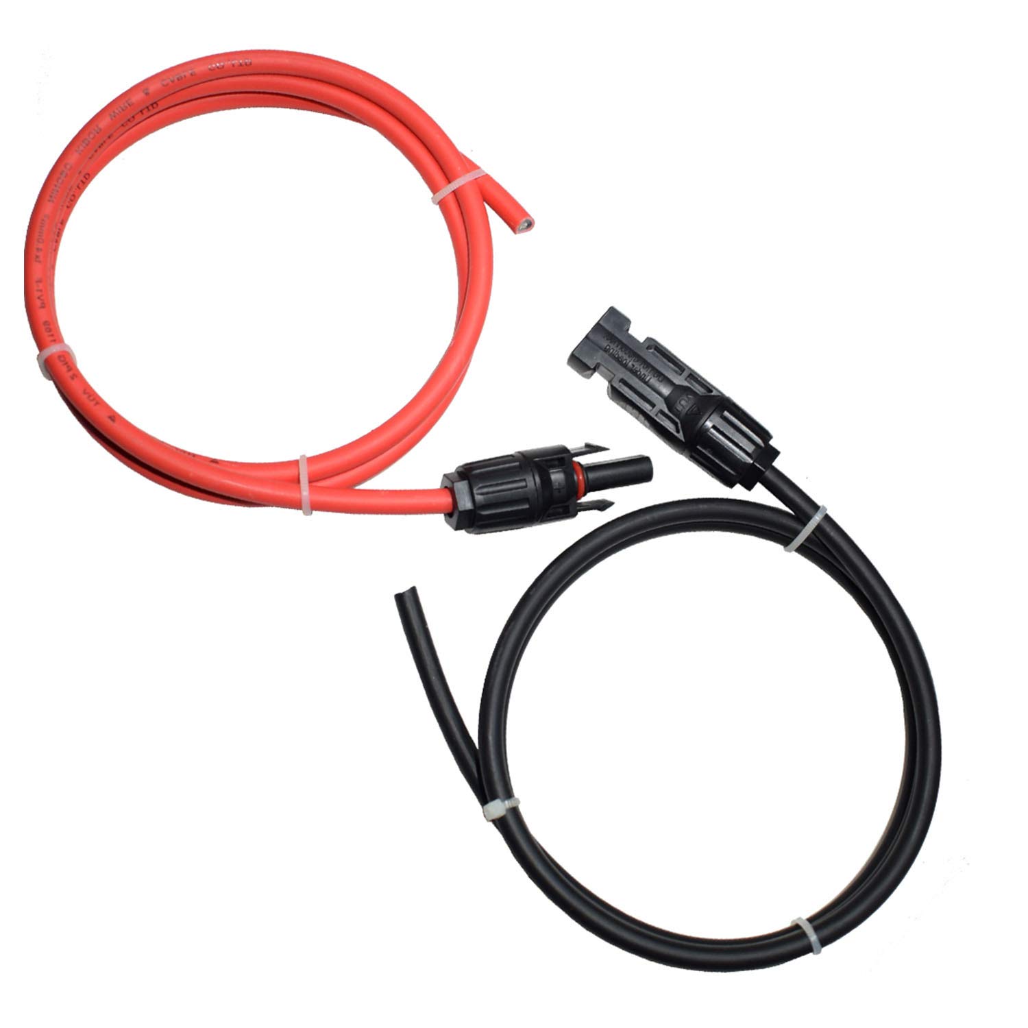 LIXINTIAN 3.3 Feet (4mm²) Solar Panel Extension Cable,with Female and Male Connectors (3.3FT Red+3.3FT Black)
