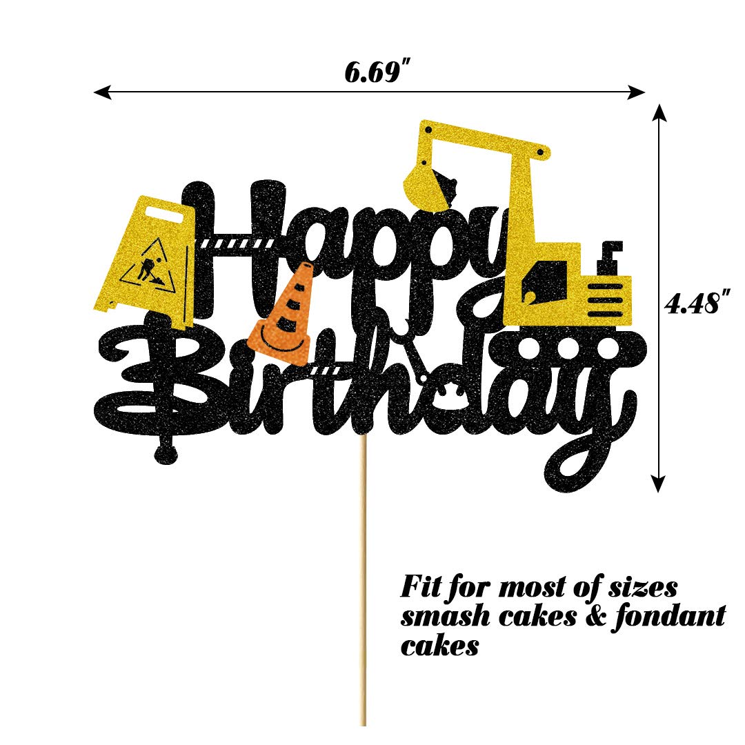 Glorymoment Excavator Birthday Cake Topper, Construction Cake Topper Decorations for Children Excavator Engineering Theme Cake, Construction Theme Kids Birthday Party Decoration (6.7ββx4.49ββ)