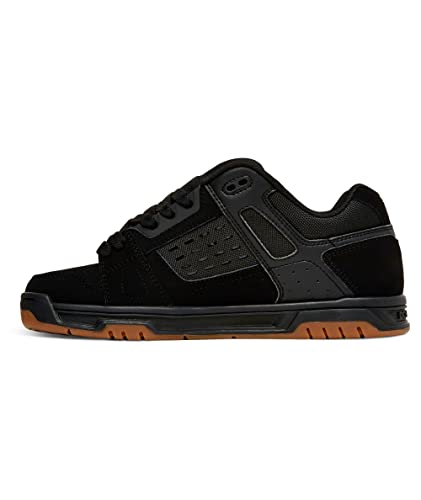 DC Men's Stag Low Top Skate Shoe, Black/Gum, 7 D US