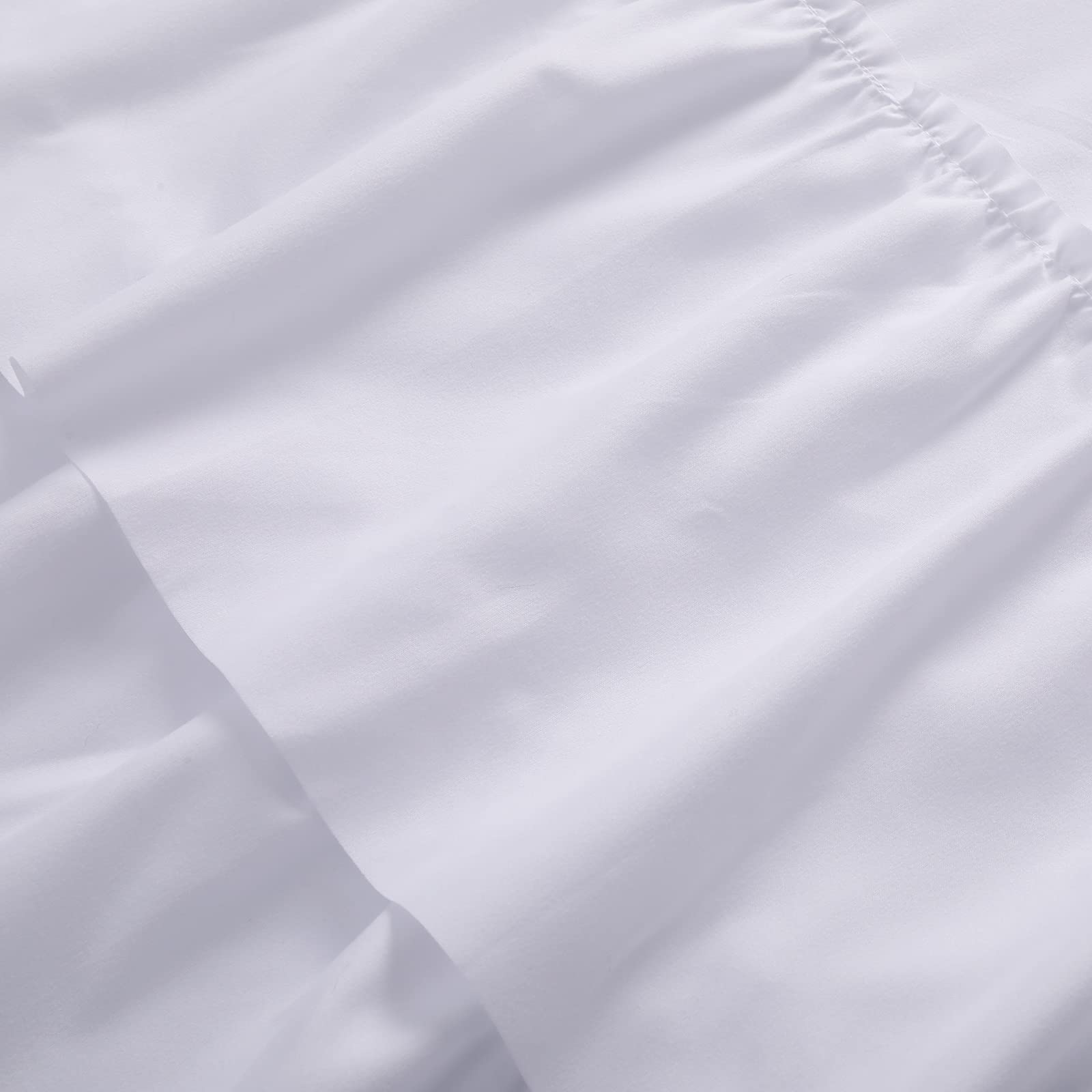 GARSTYLE White Ruffle Fabric Shower Curtain for Bathroom | Farmhouse Style 72ββx72ββ