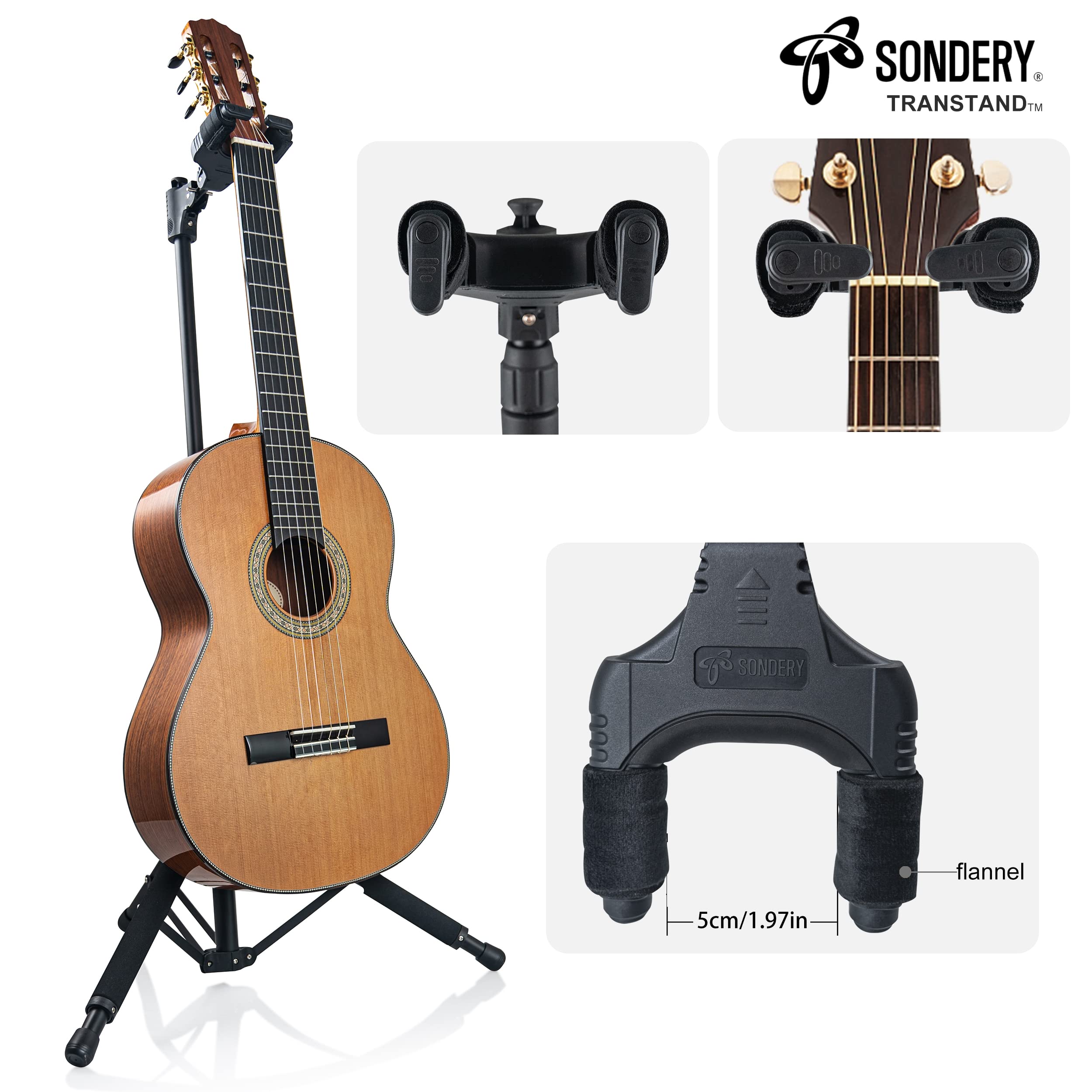 Guitar Stand for Acoustic Guitars, Collapsible Floor Stand Only for Guitars with Even Head, Friendly for All Guitar Finishes