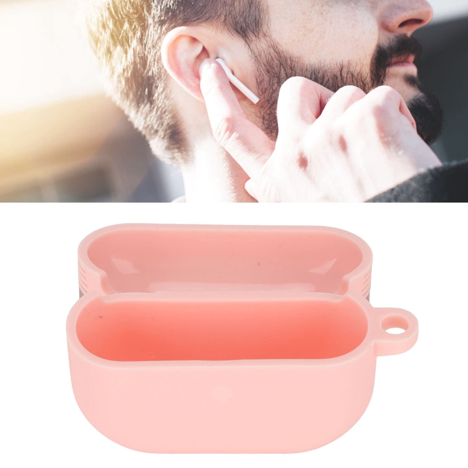 Earbuds Case with Keychain, Full Protective Silicone Earphone Case Cover Scratch Proof Earbud Case Holder with Carabiner for iOS Earbuds (#1)
