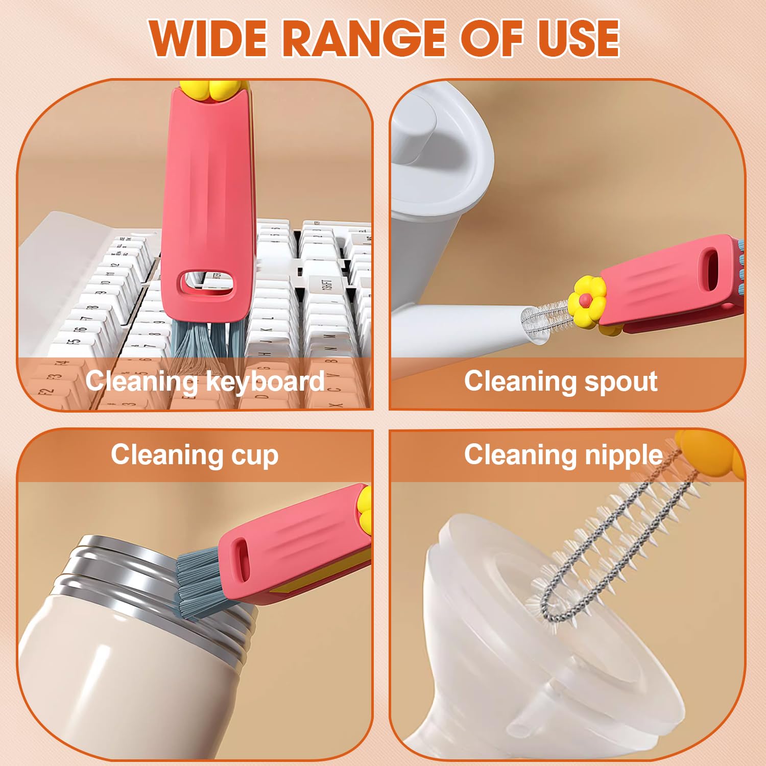 Generic 3 in 1 Cup Lid Cleaning Brush, Crevice Cleaning Brush for Bottle Gap Tight Spaces Cup, Multifunctional Cleaning Brush Portable Cup Lid Cleaner with Brush (3PCS), generally, FR46125