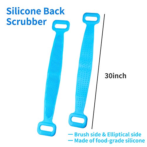 Silicone Bath Body Brush - Silicone Body Back Scrubber Lathers Well Bath Shower Towel Silicone Body Wash Scrubber (Blue)