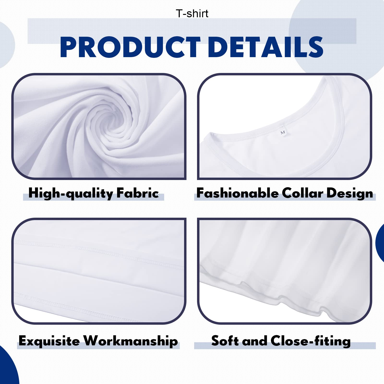 Handepo 6 Pcs Sublimation Men's Blank White T-Shirts, Polyester Crew Neck Short Sleeve for Printing (M Size)
