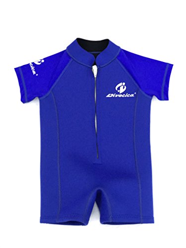 DIVECICA Baby Neoprene Rubber 2mm Bright Blue Diving Wet Clothes boy and Girl All Applicable (M(9-12month))